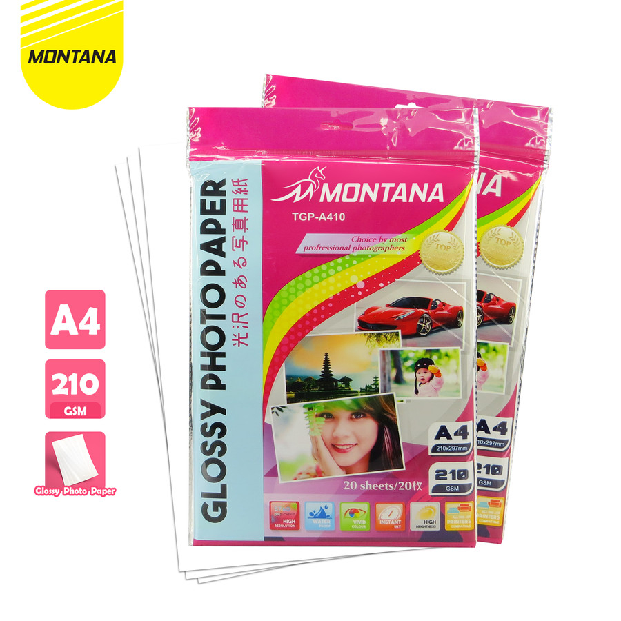 Jual Glossy Photo Paper / Kertas Foto Montana TGP-A410 A4 210 gr gsm ...
