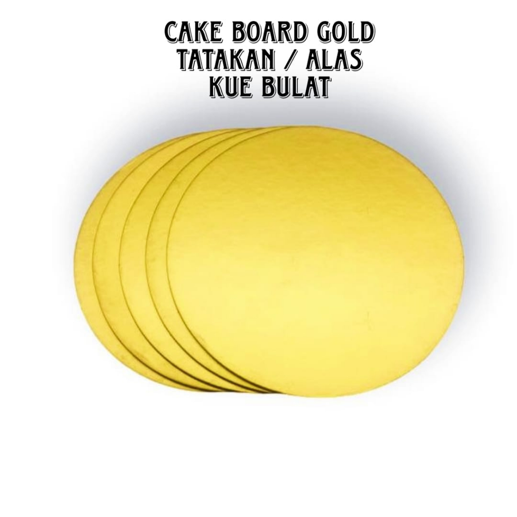 Jual 28 cm TATAKAN ALAS KUE EMAS POLOS / CAKE BOARD BULAT KOTAK 28 CM ...