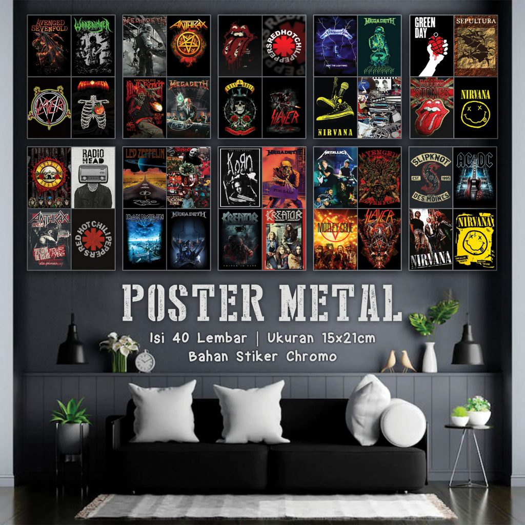 Jual POSTER DINDING BAND ROCK METAL ( BAHAN STICKER CROMO ) | Shopee ...