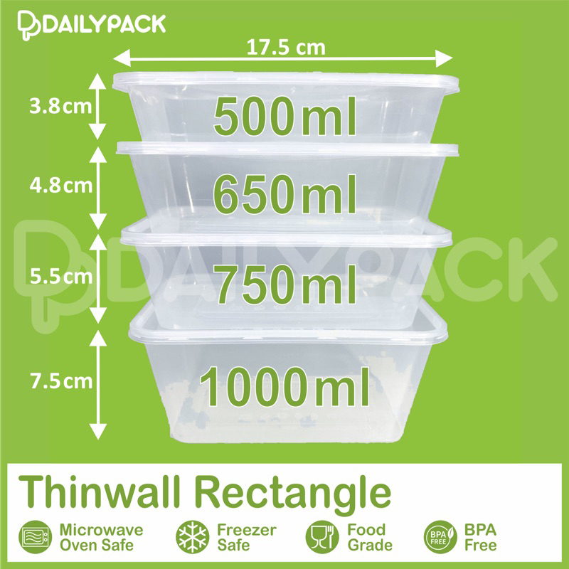 Jual 1 Pack 25 Pcs Thinwall Rectangle Persegi Panjang Kotak
