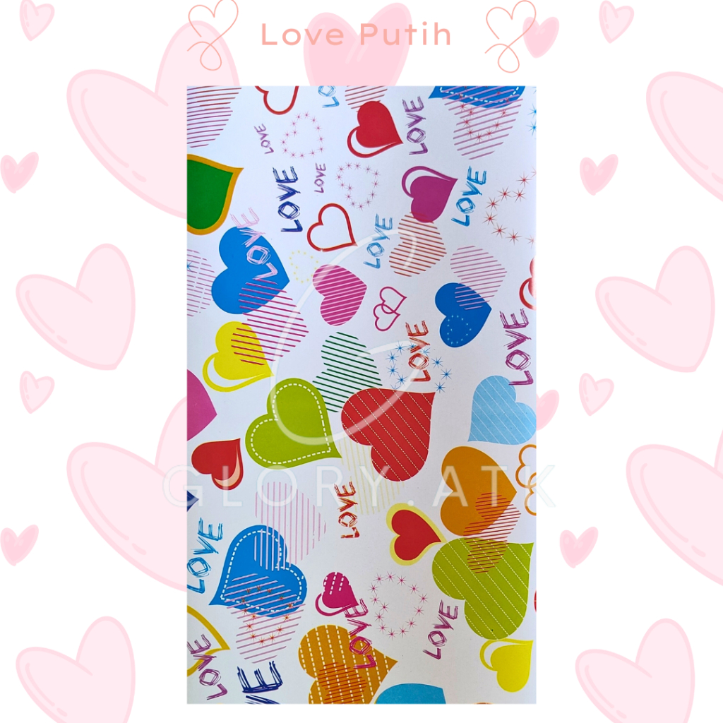 Jual KERTAS KADO GLOSSY LOVE PUTIH | Shopee Indonesia