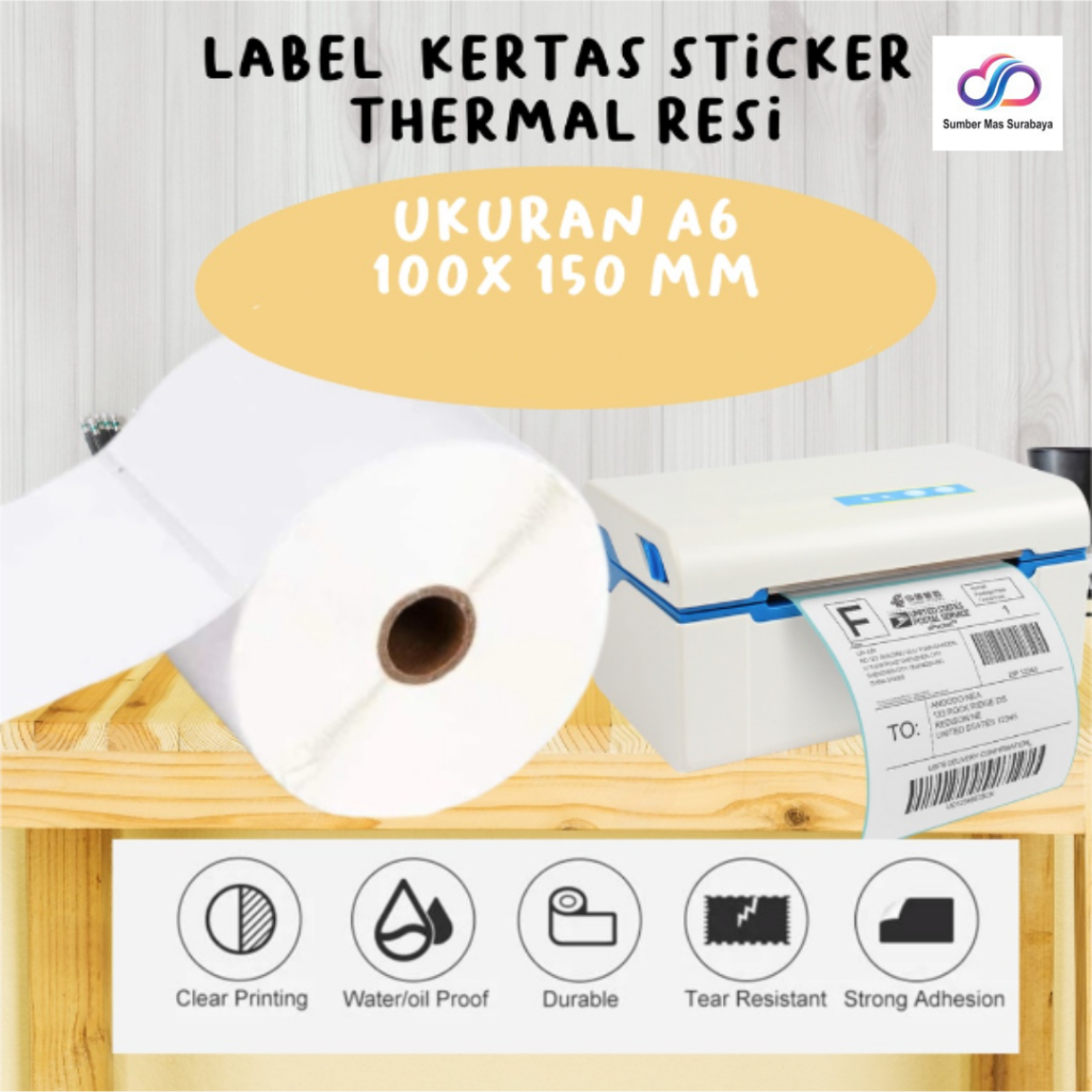 Jual Kertas Thermal 100x150 isi 500pcs ukuran A6 waterproof 100 x 150 Thermal Label Direct ...