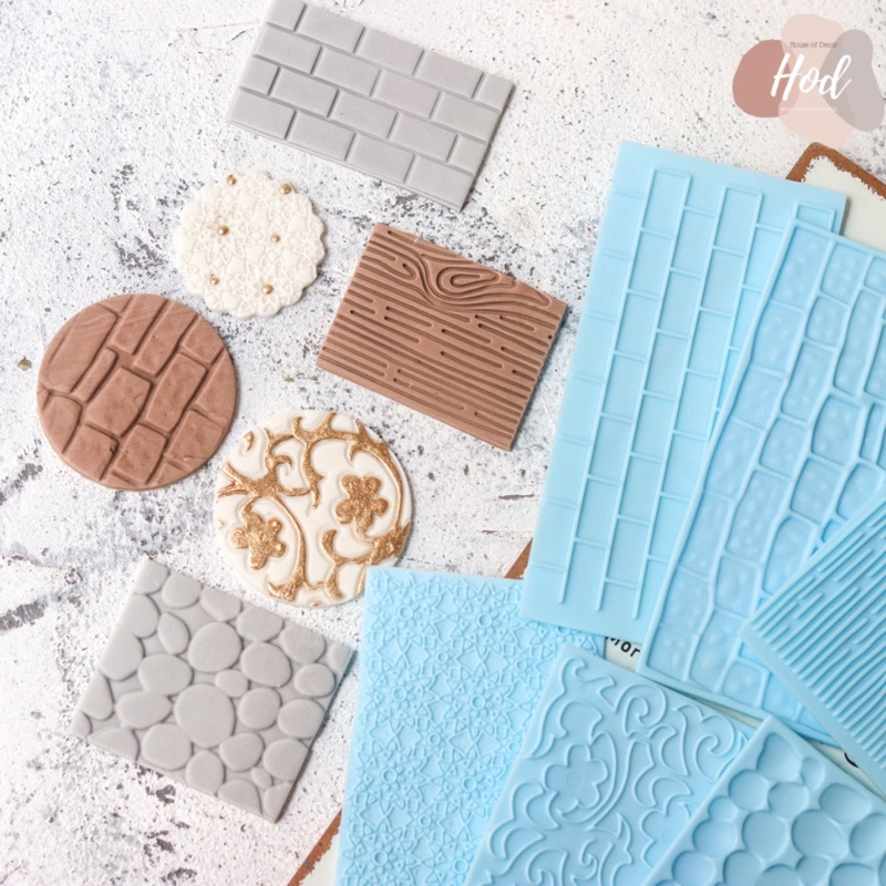 Jual 2pcs / set Cetakan Fondant Tembok Bata Batu dan Tekstur Kayu ...