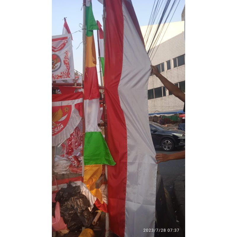 Jual (2 in 1) umbul umbul merah putih,bendera gapura, bendera panjang,bendera lespang, dekorasi ...