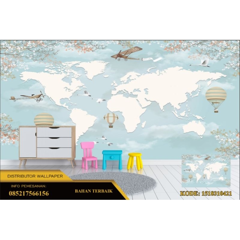 Jual wallpaper dinding custom 3d tema animasi anak / kartun | Shopee ...