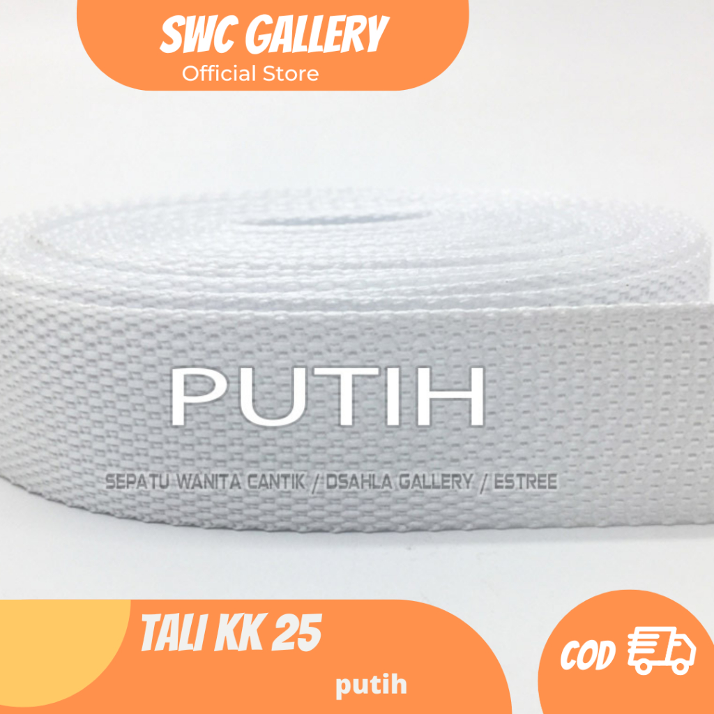 Jual Tali Webbing Tas Pita Bisban Bias Tape Webing Rope KK25 putih | Shopee Indonesia