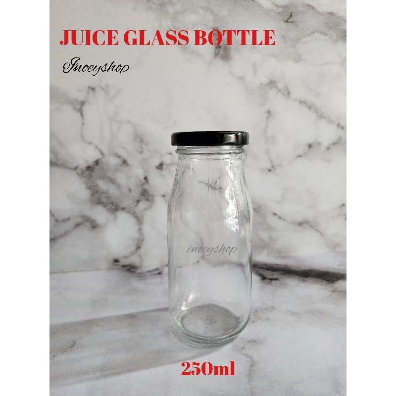 Jual 250ml JUCE GLASS BOTTLE WITH LID BOTOL KACA SUSU JUICE | Shopee ...