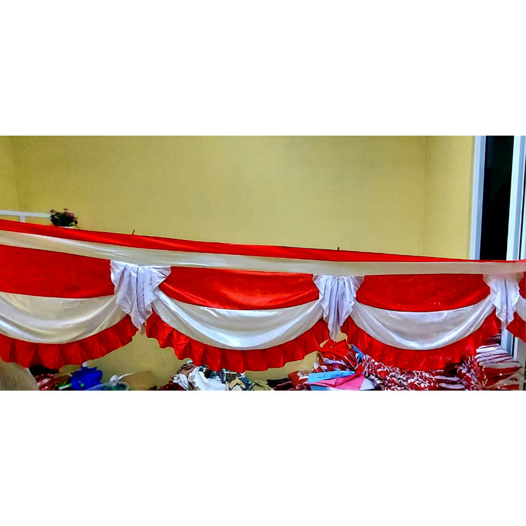 Jual Bendera Merah Putih Backdrop Rumbai Indonesia 10 meter | Shopee ...