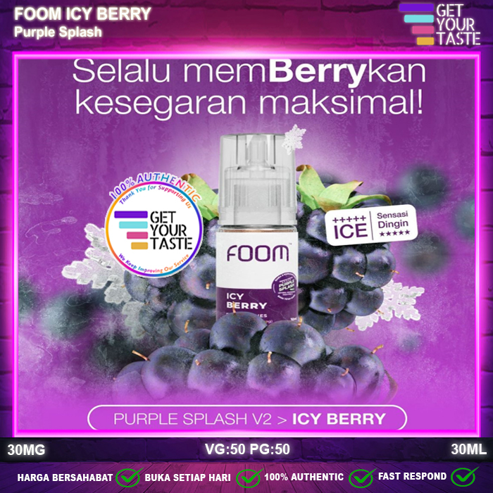 Jual Liquid FOOM Icy Berry Purple Splash Salt Nic 30ML Saltnic Pods by ...