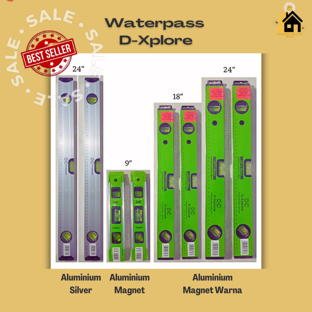 Jual Waterpass Magnet Aluminium D-XPLORE Akurat 9" 18" 24" / Alat Ukur ...