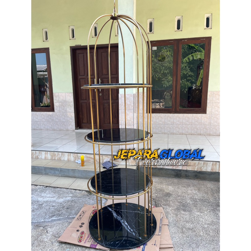 Jual Rak Hias Bird gold stainless steel Marmer nero REAL PICT (rak hias ...