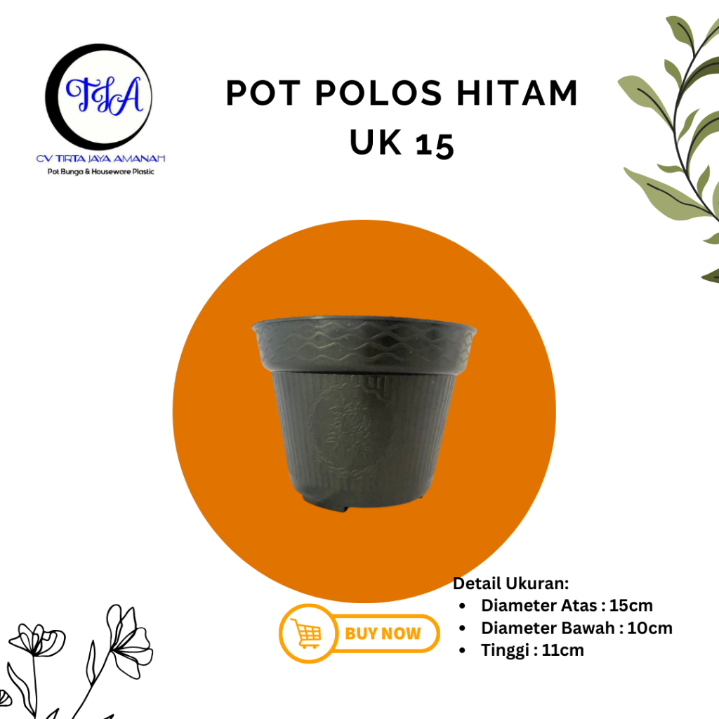 Jual pot bunga polos hitam 15/pot bunga hias/pot plastik /polos hitam ...
