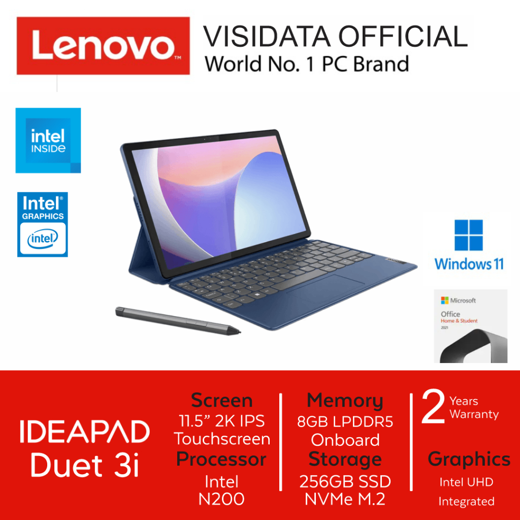 Jual Lenovo IdeaPad Duet 3i-2XID Intel N200 8GB 256GB 11.5"2K Touch W11 ...
