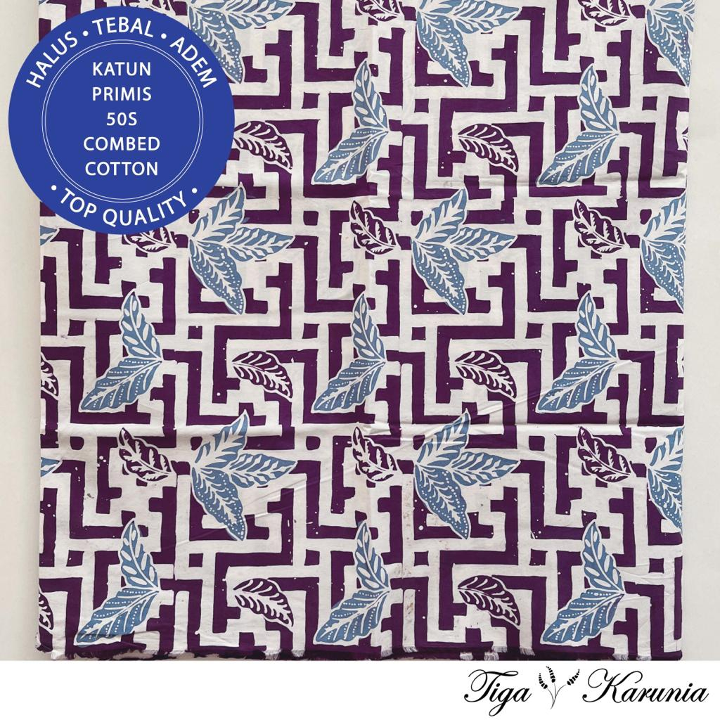 Jual Kain Batik Cap Premium Solo Genteng Daun Ungu Biru Katun | Shopee ...