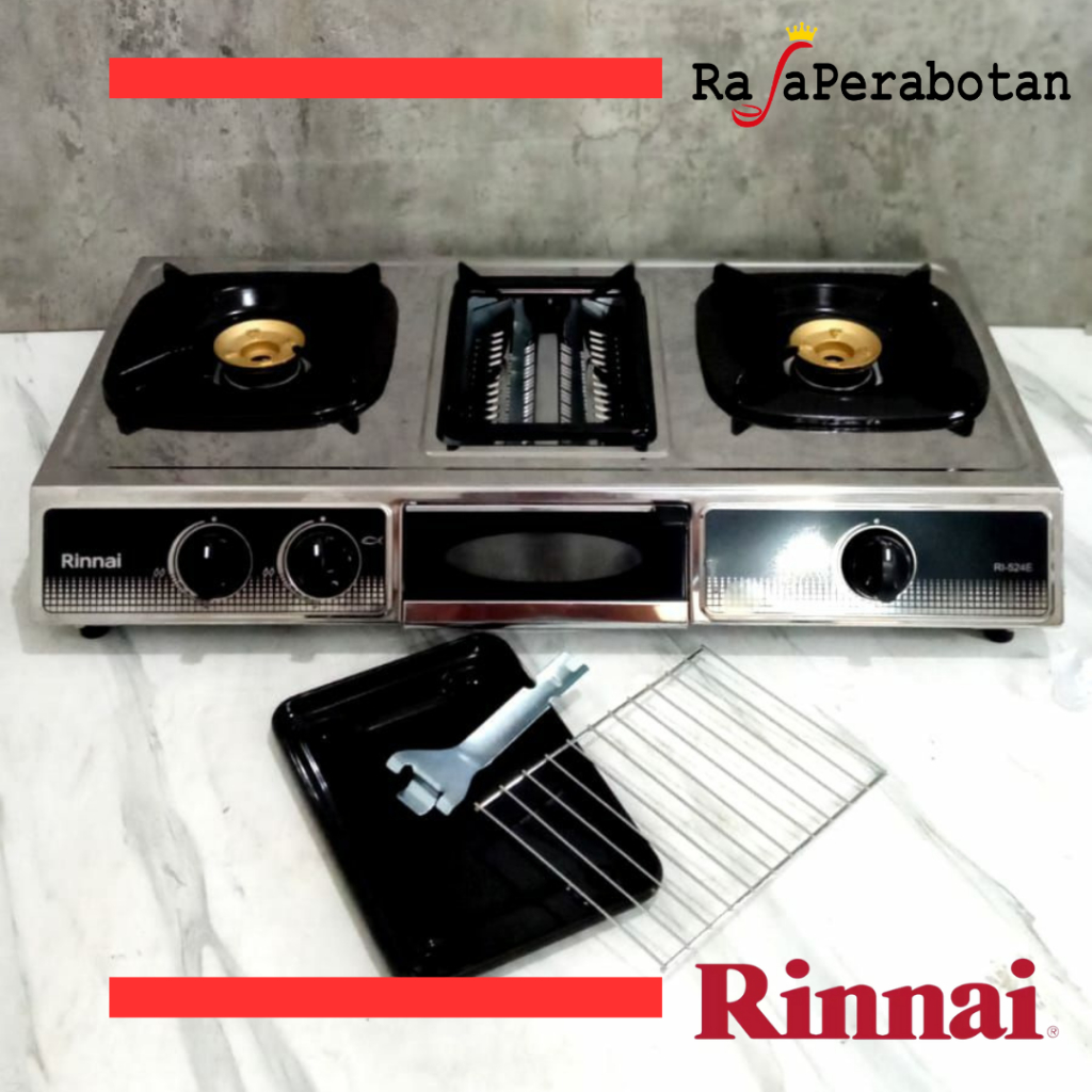 Jual RINNAI Kompor 2 Tungku RI-524E Dengan Pemanggang Stainless Steel ...
