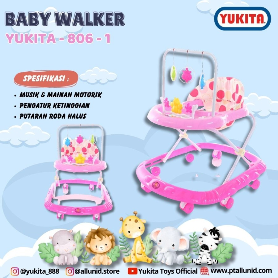 Jual Baby Walker- YUKITA 806 - 1 - Roda pembantu anak berjalan-PINK ...