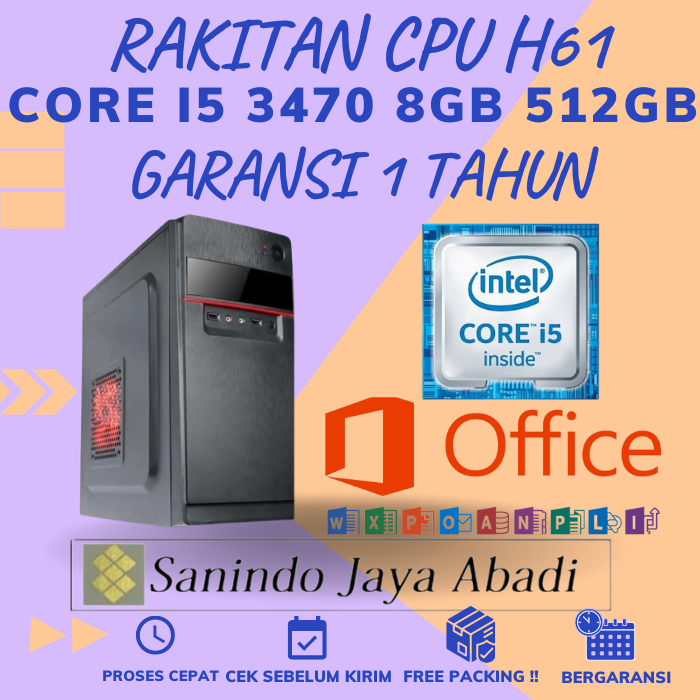 Jual RAKITAN CPU SEKOLAH/KANTOR H61 - B75 Core i5 3470 8GB HDD 500GB SSD | Shopee Indonesia