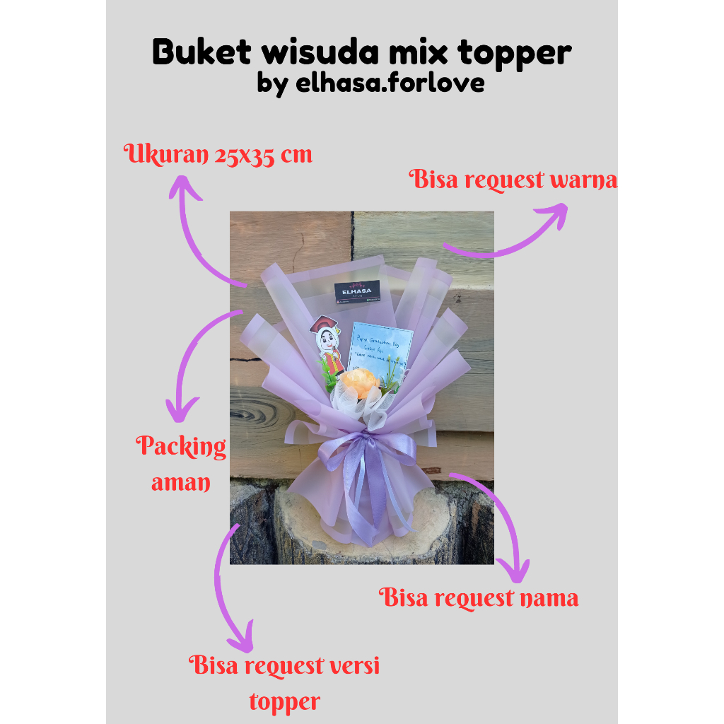 Jual Buket wisuda - Buket sempro - Buket graduation - Buket topper ...