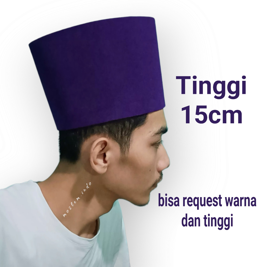 Jual peci kopeah songkok tinggi 15cm warna ungu | Shopee Indonesia