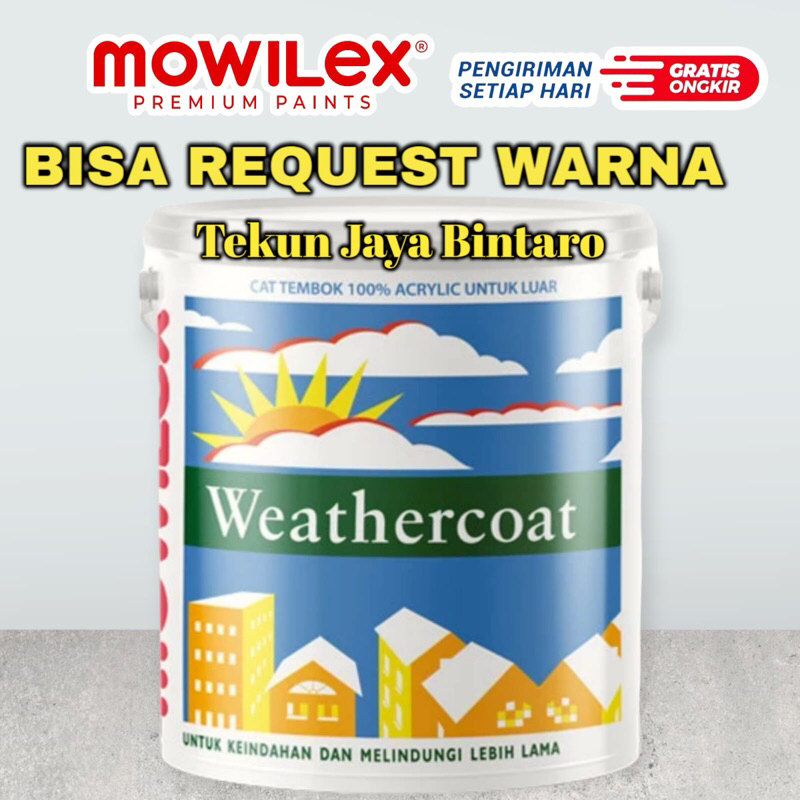 Jual Cat Tembok Eksterior Mowilex Weathercoat Berbagai Warna 1 Liter