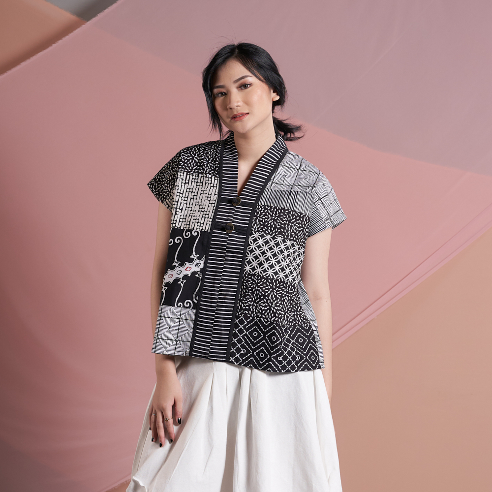 Jual NONA RARA - Dhini Black PART of Rona - Blus Kasual Batik Wanita ...