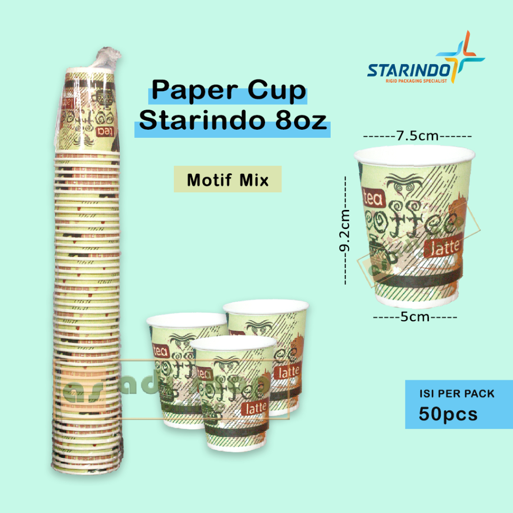 Jual Paper Cup 8 Oz Starindo / Gelas Kertas Minuman Panas / Hot Paper Cup Tahan Panas Polos ...