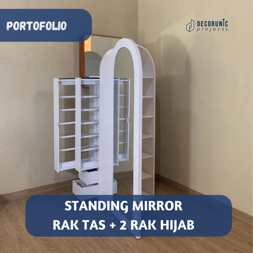 Jual Standing Mirror Rak Tas Rak Hijab Minimalis Aesthetic Almari 3 in ...