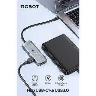 Jual ROBOT H340C USB HUB TYPE-C 4 port USB 3.0 High Speed 5Gbps High ...