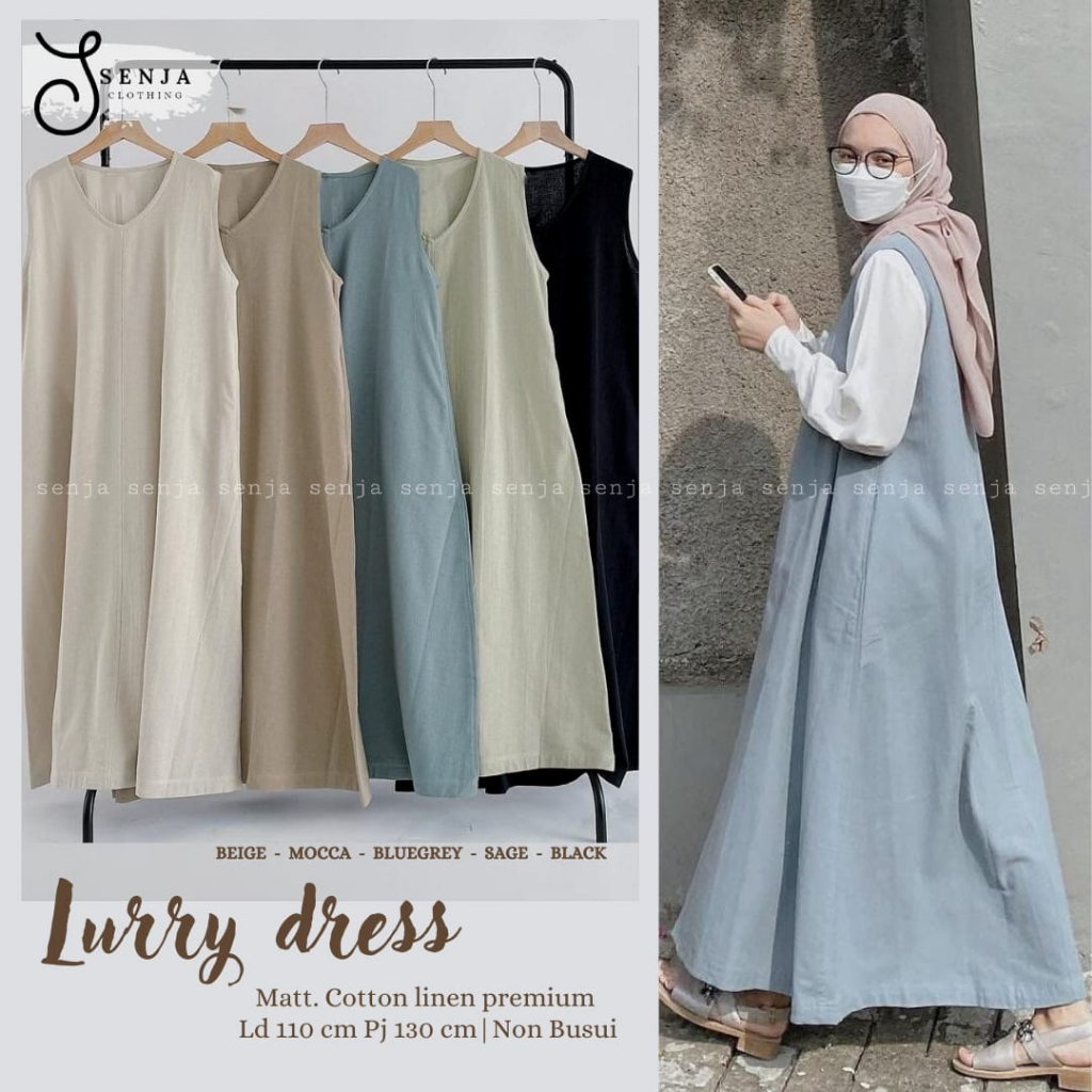 Jual Goodsajifsn - Lurry Overall Dress Bahan Linen Premium Pakaian ...