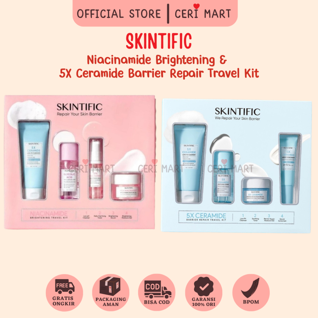Jual SKINTIFIC 5X Ceramide Travel Kit Skincare Paket Moisturizer ...