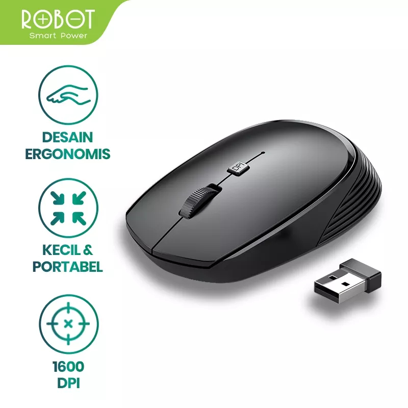 Jual ROBOT Mouse Wireless M205 2.4G 800 - 1600DPI Receiver USB | ROBOT ...