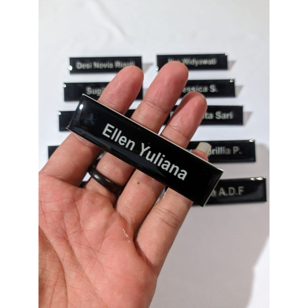 Jual Papan Nama Dada Premium Lapis Resin (PUTIH)/Name Tag/Nametag/Papan ...