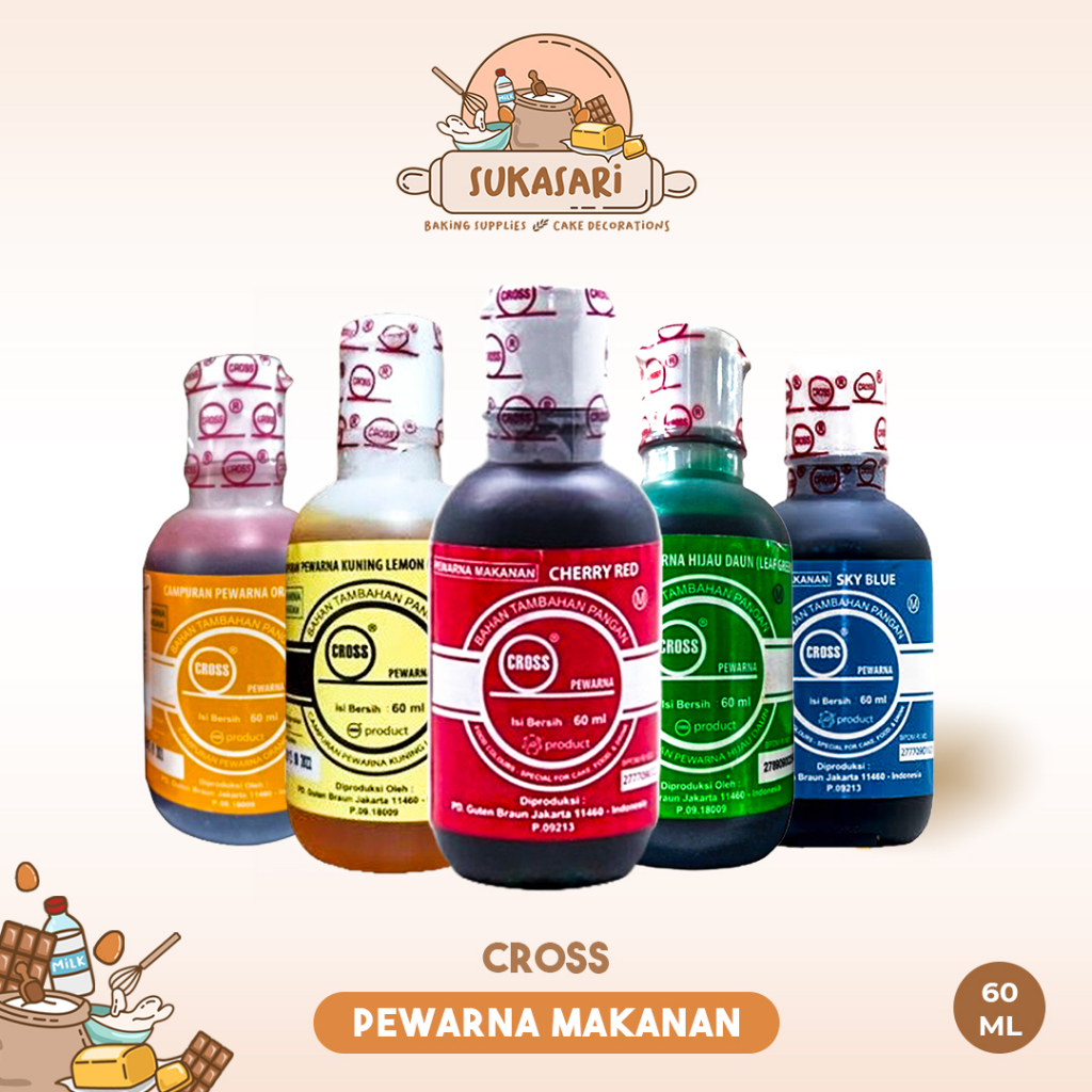 Jual Sukasari - Pewarna Makanan 60ml / Cross Food Coloring Oil Based ...
