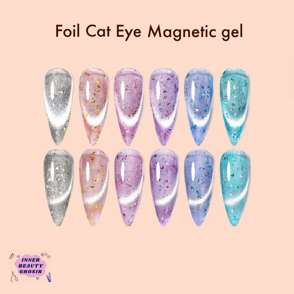 Jual Nail art gel cat eye UR Sugar transparan / foil cat magnetic gel ...