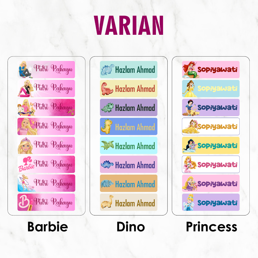 Jual Stiker Label Nama Anak Custom Ukuran Xs isi 96 pcs Label Nama Anak ...