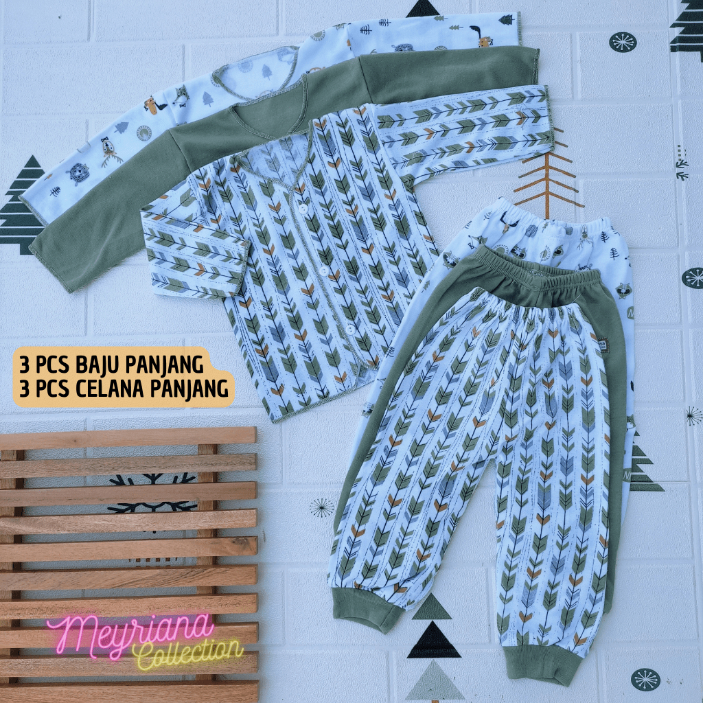 Jual Seri Sage 6 PCS Baju Bayi Lengan Panjang dan Celana Panjang Bayi ...