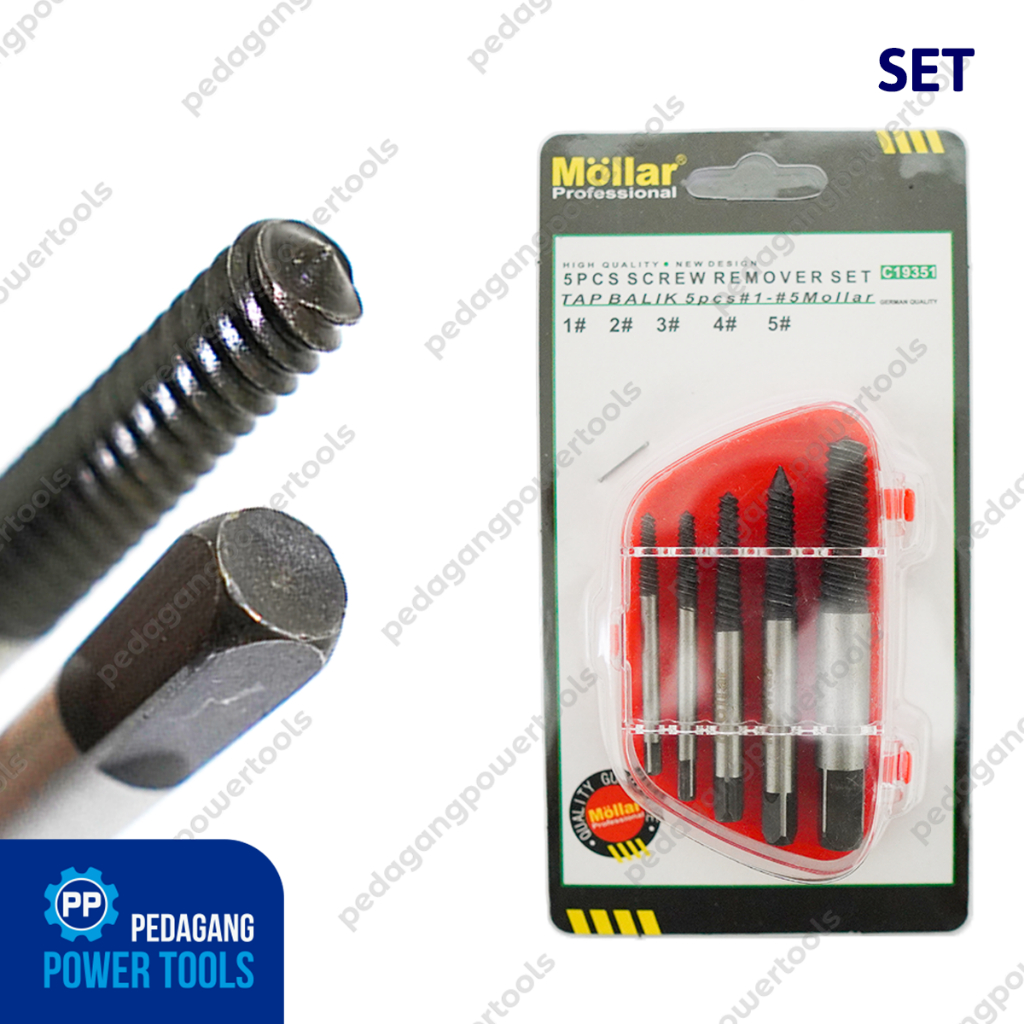 Jual MOLLAR HAND TAP BALIK SET 5 PCS SCREW EXTRACTOR BUKA BAUT RUSAK ...