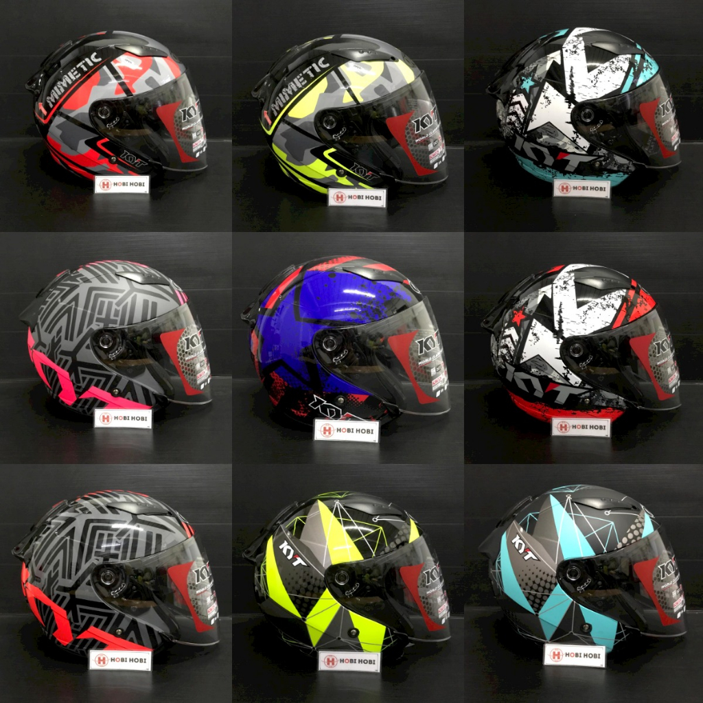 Jual Helm KYT half face kyt galaxy flat R motif double visor | Shopee ...