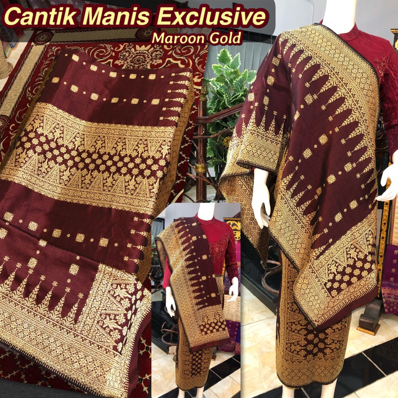 Jual Songket Cantik Manis Exclusive Maroon Gold /songket tenun asli palembang /ilham songket ...
