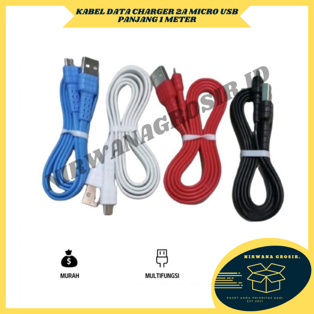 Jual NG KABEL DATA 2A MICRO USB ANDROID 1 METER CHARGER NON TOPLES ...