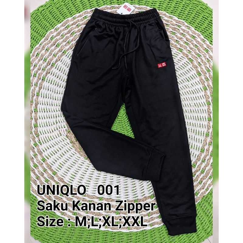 Jual Celana Training Joger Uniqlo Zipper Bahan Polos | Shopee Indonesia