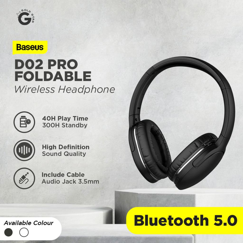 Jual Baseus D02 Pro Foldable Headphone Bluetooth Wireless/Wired V5.0 ...