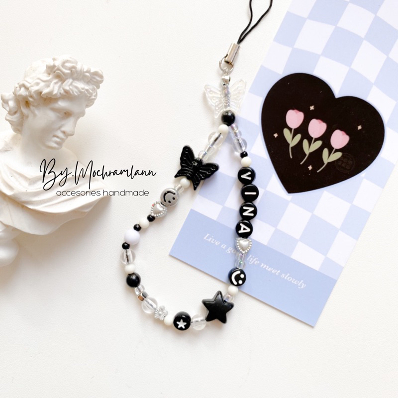Jual Strap Hp Monokrom Series REQ NAMA | Keychain CUSTOM NAMA ...