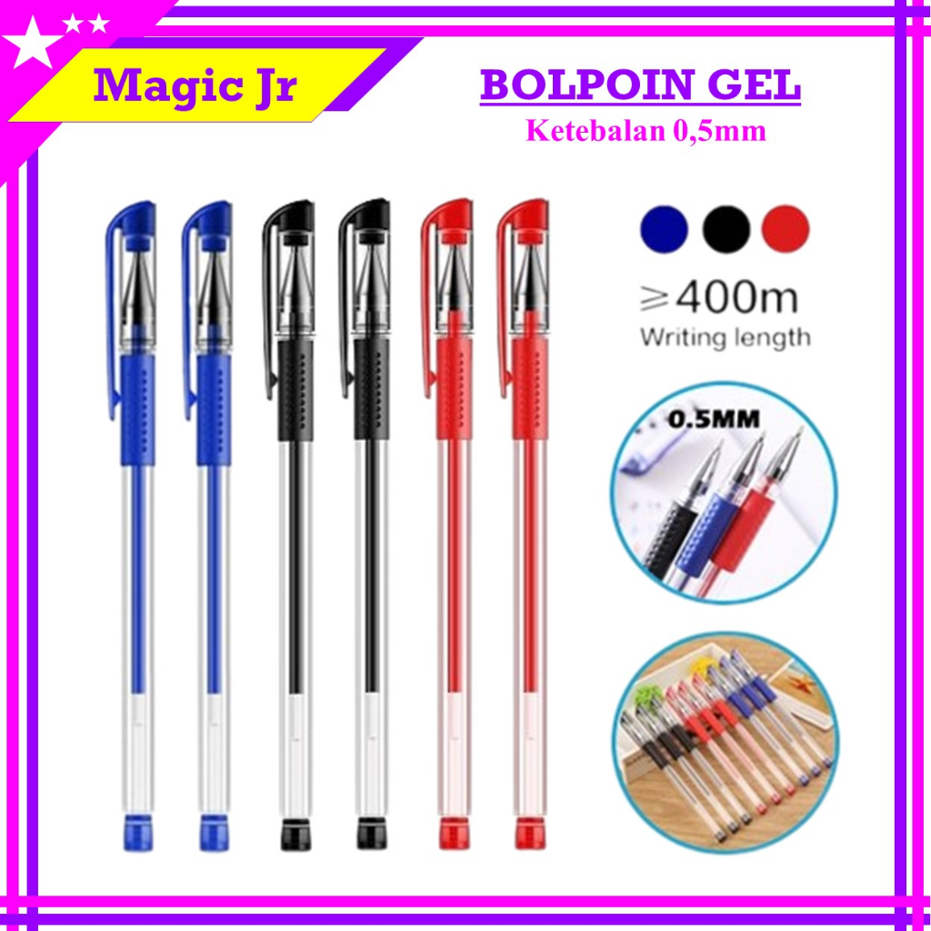 Jual Bolpoin Puplpen Pen Pena Gel Mimi Murah Tebal Standar 0.5mm Tinta ...