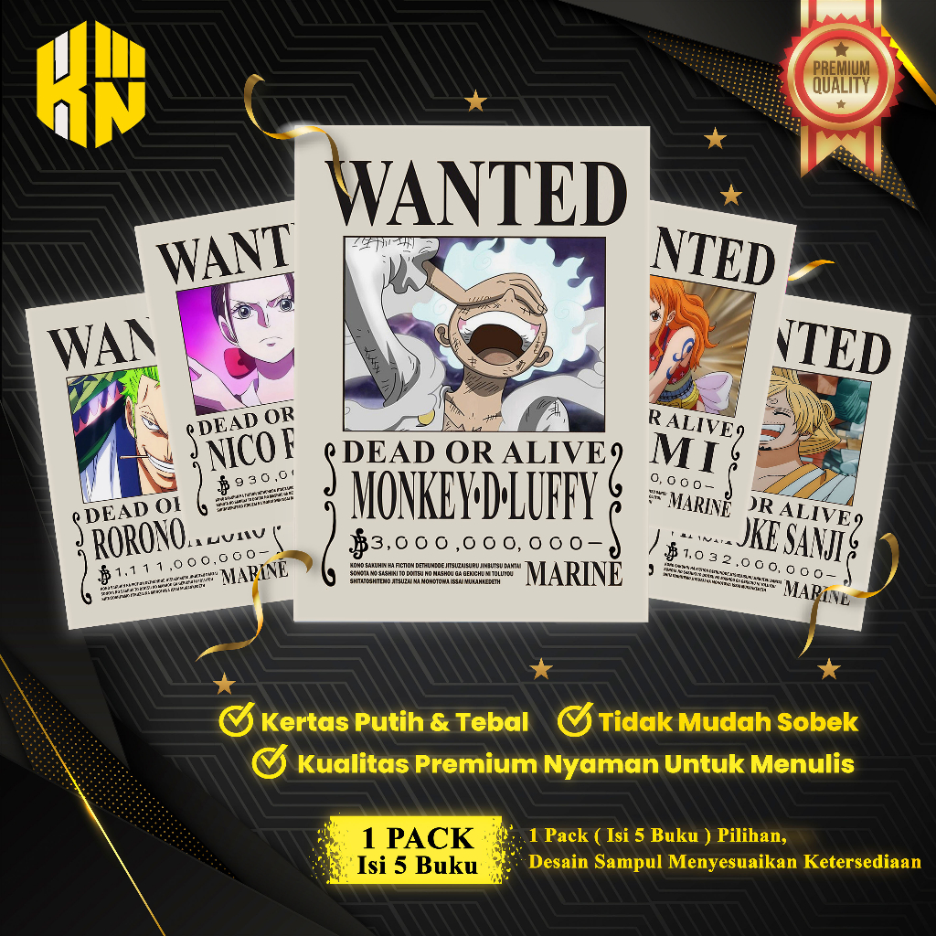 Jual KEN.IND - Buku Tulis Sekolah Custom Tema ONE PIECE BOUNTY Bergaris ...