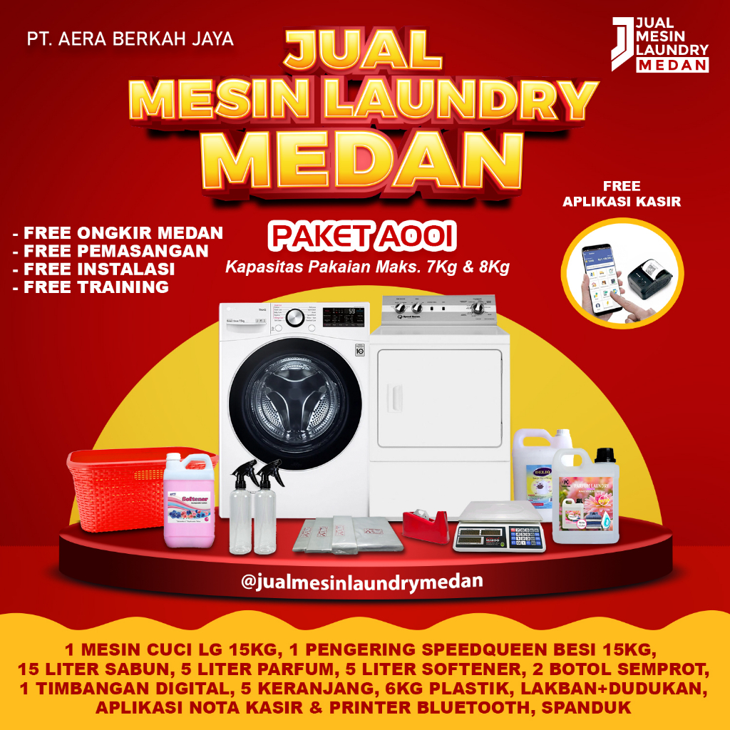 Jual Paket Usaha Laundry 1 LG Mesin Cuci 15Kg + 1 Dryer Speedqueen ...