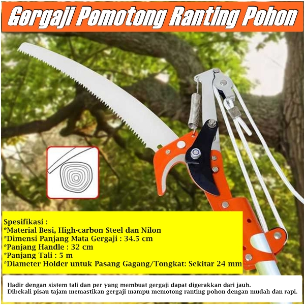 Jual Gergaji ranting pohon tinggi dahan gunting dahan tali pemotong ...