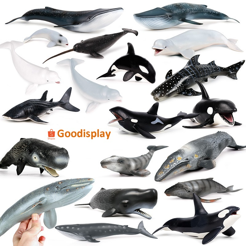 Jual aneka mainan hewan binatang laut miniatur ikan paus hiu orca sperm ...