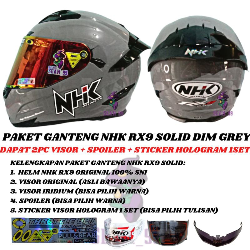 Jual HELM NHK RX9 SOLID DIM GREY GLOSSY FULL FACE DOUBLE VISOR ORIGINAL ...