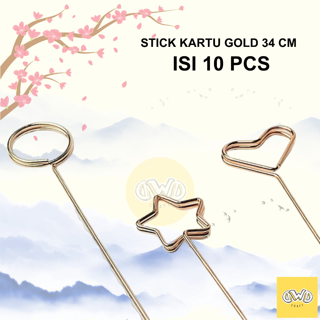 Jual Stick Kartu Gold Buket Bunga / Stick Card Love & Bulat / Holder ...